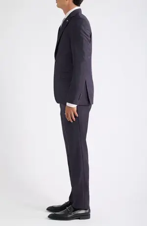 JACK VICTOR Esprit Contemporary Fit Dark Purple Mélange Super 130s Wool Suit - Dark Grape