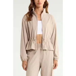 Zella Atlas Jacket With Hidden Hood - Tan Thread