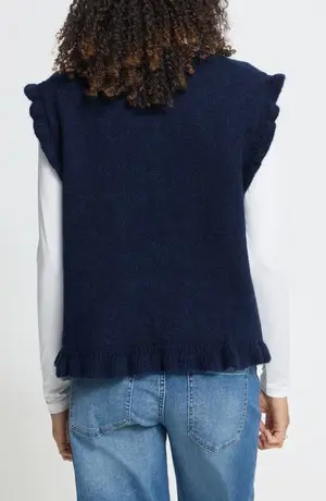 ICHI Ihprovoke Ruffled Sweater Vest