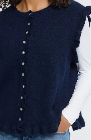 ICHI Ihprovoke Ruffled Sweater Vest