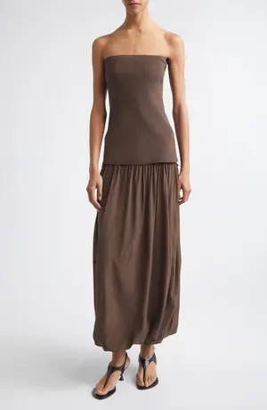 ST. AGNI Strapless Balloon Hem Dress