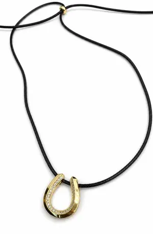 Argento Vivo Cubic Zirconia Horseshoe Corded Necklace