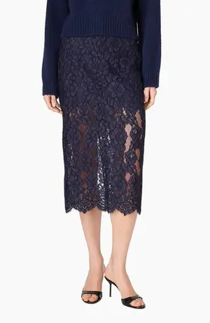 Cami Nyc Osmond Lace Midi Skirt - Navy