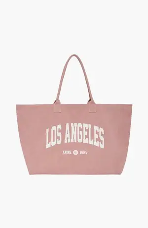 ANINE BING Leo Los Angeles University Canvas Tote - Earth Red