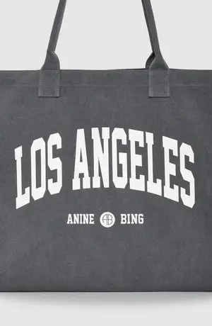 ANINE BING Leo Los Angeles University Canvas Tote - Washed Grey