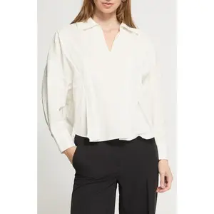 ICHI Ihlimmi Long Sleeve Open Collar Poplin Top