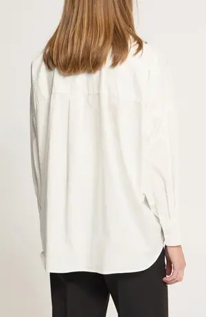 ICHI Ihlimmi Long Sleeve Open Collar Poplin Top