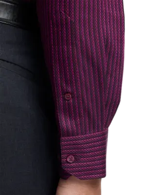 PAUL FREDRICK Cotton Spandex Spread Collar Twill Classic Contrast Trim Button Cuff Long Sleeve