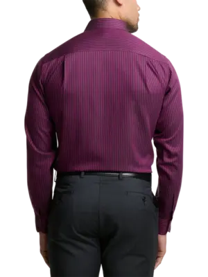 PAUL FREDRICK Cotton Spandex Spread Collar Twill Classic Contrast Trim Button Cuff Long Sleeve