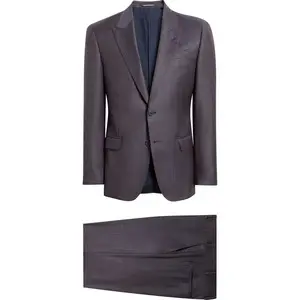 Emporio Armani G-line Purple Mélange Peak Lapel Virgin Wool Suit - Medium Purple