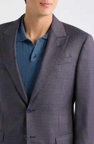 Emporio Armani G-line Purple Mélange Peak Lapel Virgin Wool Suit - Medium Purple