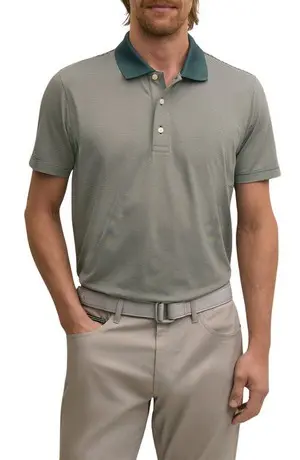 Brooks Brothers Micro Stripe Performance Polo - Gray/green