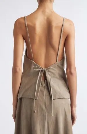 ST. AGNI Low Back Suede Tie Top