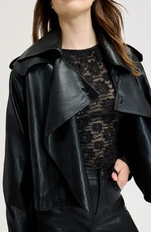 Sam Edelman Draped Faux Leather Jacket