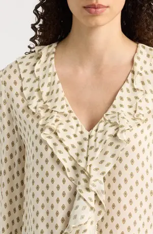 EMME Donare Ruffle V-neck Top
