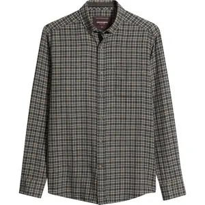 Johnston & Murphy Neal Heathered Check Flannel Button-down Shirt