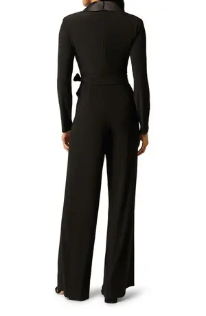 Adrianna Papell Satin Lapel Tuxedo Jumpsuit