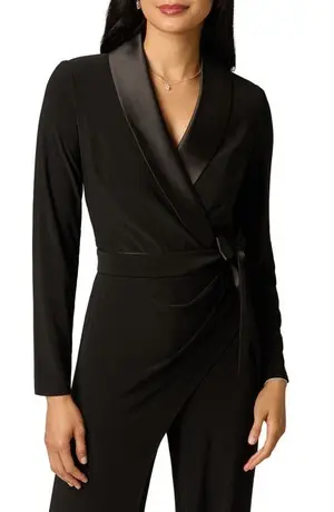 Adrianna Papell Satin Lapel Tuxedo Jumpsuit
