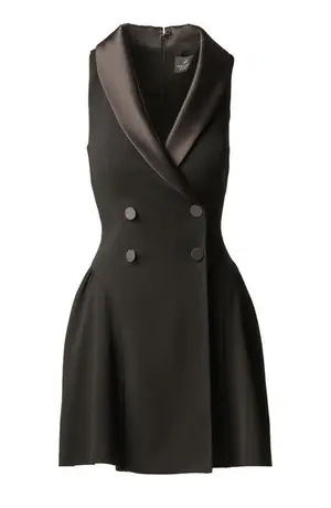 Adrianna Papell Tuxedo Fit & Flare Dress - Black