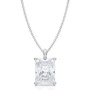 ALLUREZ Radiant Solitaire Lab Diamond Pendant Necklace 14k 3.50ct - White Gold