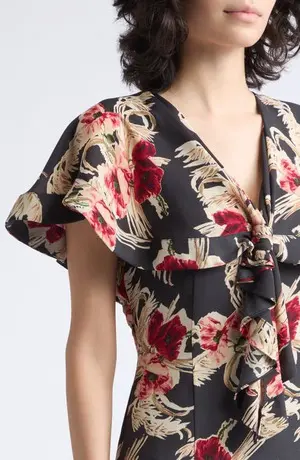 Cinq À Sept Antonetta Floral Tiered Midi Dress
