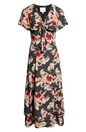 Cinq À Sept Antonetta Floral Tiered Midi Dress