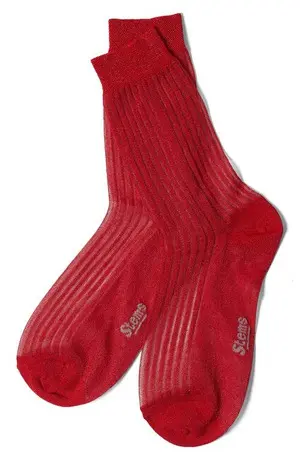 STEMS Metallic Rib Crew Socks - Red