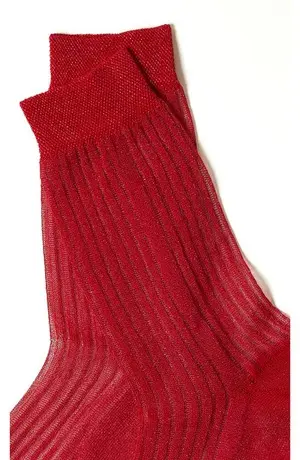 STEMS Metallic Rib Crew Socks - Red