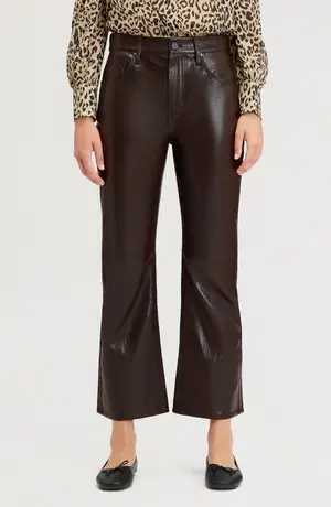 Sam Edelman Faux Leather Bootcut Pants - Dark Brown