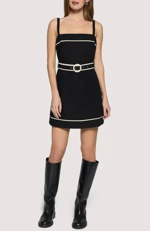 LOST + WANDER Cara Dream Sheath Minidress With Contrast Tipping - Black-cream