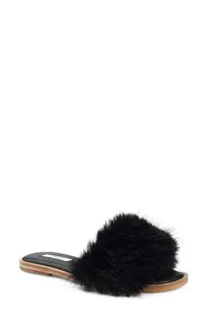 ZIGI Faux Fur Slide Sandal Black