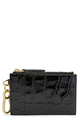 Veronica Beard Croc Embossed Zip Card Holder
