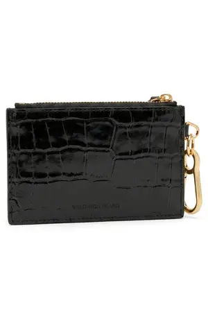 Veronica Beard Croc Embossed Zip Card Holder