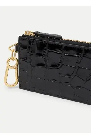 Veronica Beard Croc Embossed Zip Card Holder