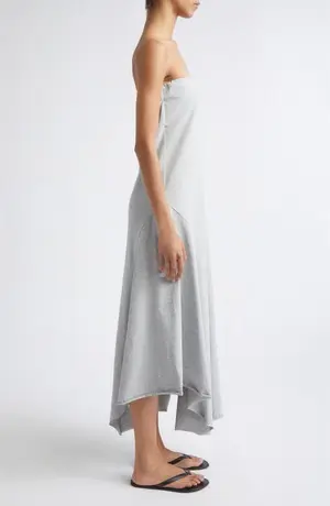 ST. AGNI Strapless Cotton Jersey Dress - Light Grey Marle