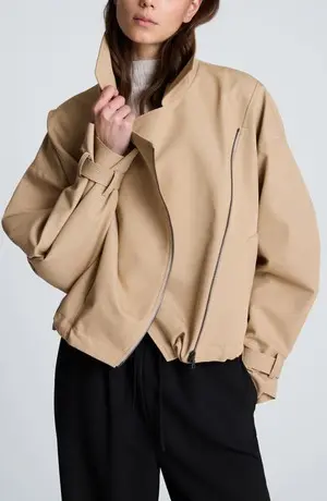 KENNETH COLE Boxy Moto Trench Jacket - Farro