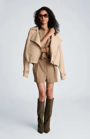 KENNETH COLE Boxy Moto Trench Jacket