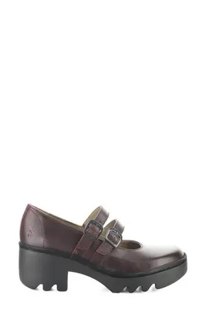Fly London Tibu Leather Mary Jane - Wine