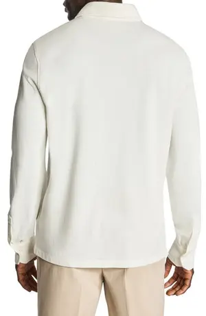 JACK VICTOR Long Sleeve Organic Cotton Polo - Ecru