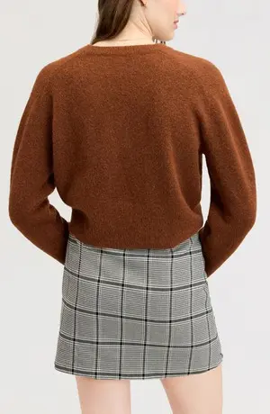 Sam Edelman Deep V-neck Ribbed Sweater - Walnut