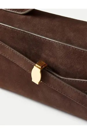 Veronica Beard Dash Suede Clutch - Espresso
