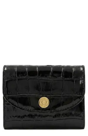 Veronica Beard Croc Embossed Flap Leather Card Case