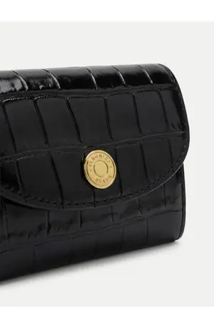 Veronica Beard Croc Embossed Flap Leather Card Case
