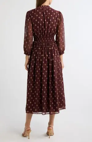 Anne Klein Ruffle Neck Midi Dress