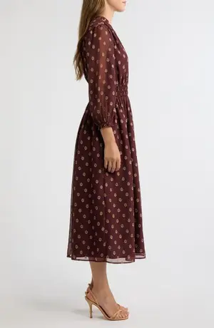 Anne Klein Ruffle Neck Midi Dress