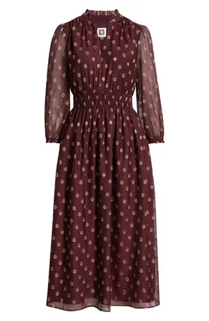 Anne Klein Ruffle Neck Midi Dress