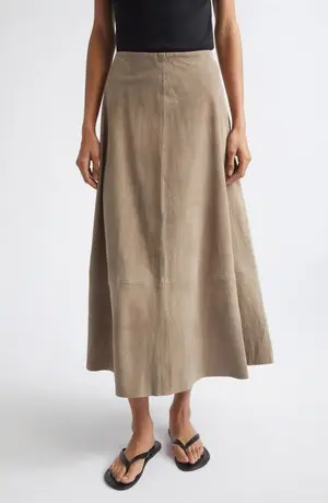 ST. AGNI Suede Circle Midi Skirt