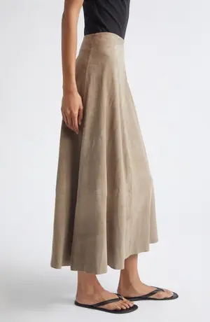 ST. AGNI Suede Circle Midi Skirt