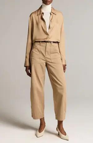 Vince Washed Cotton Mid Rise Utility Pants
