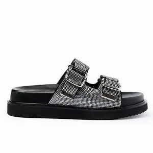 MALLET Sadie Diamante Sandals - Black/silver